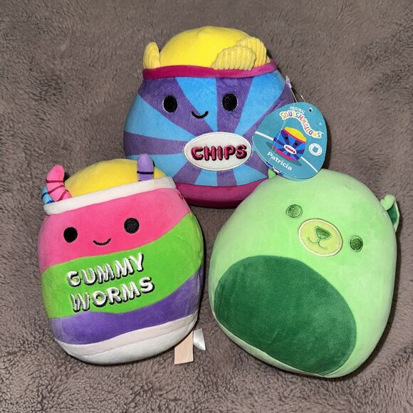 Kellytoy | Toys | Squishmallows Junk Food Squad Patricia Chipsgobo Gummy Bear Silver Gummy Worm ...